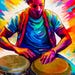 Abstract Conga Drummer Art Print: Percussionist Gift, Salsa Music ...