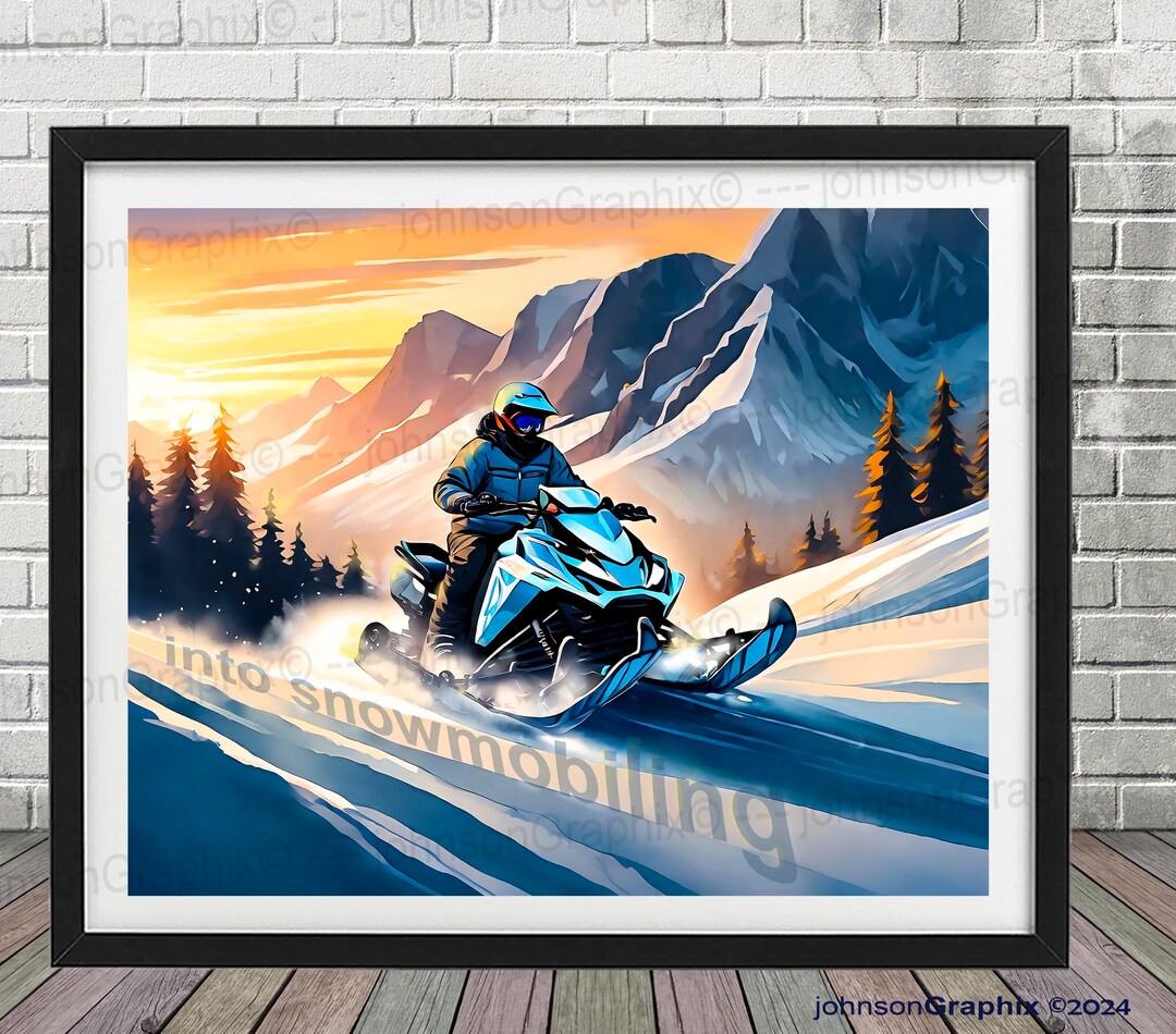 Into Snowmobiling Wall Art Print, Extreme Snowmobiling Poster, Winter ...