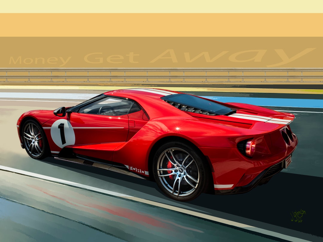 Ford GT Art Print Poster Super Car, Exotic Car, Automotive Art, Home ...