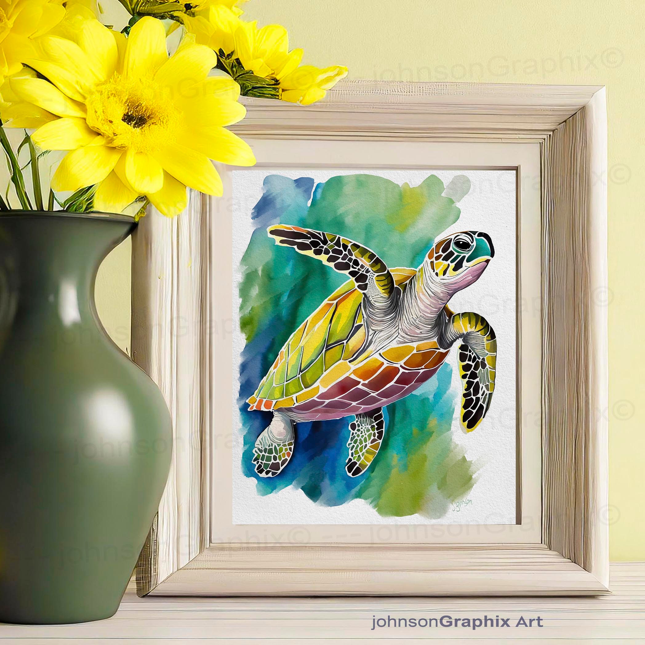Sea Turtle Art Print, Sea Turtle Poster, Sea Life Wall Art, Nursery Art ...