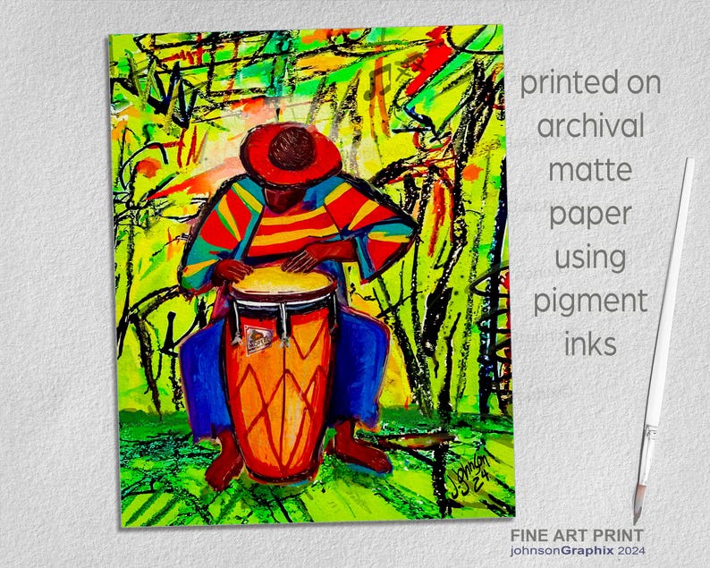 Congas Art Print, Conguero Drummer Poster, Congas Drum Abstract Music ...