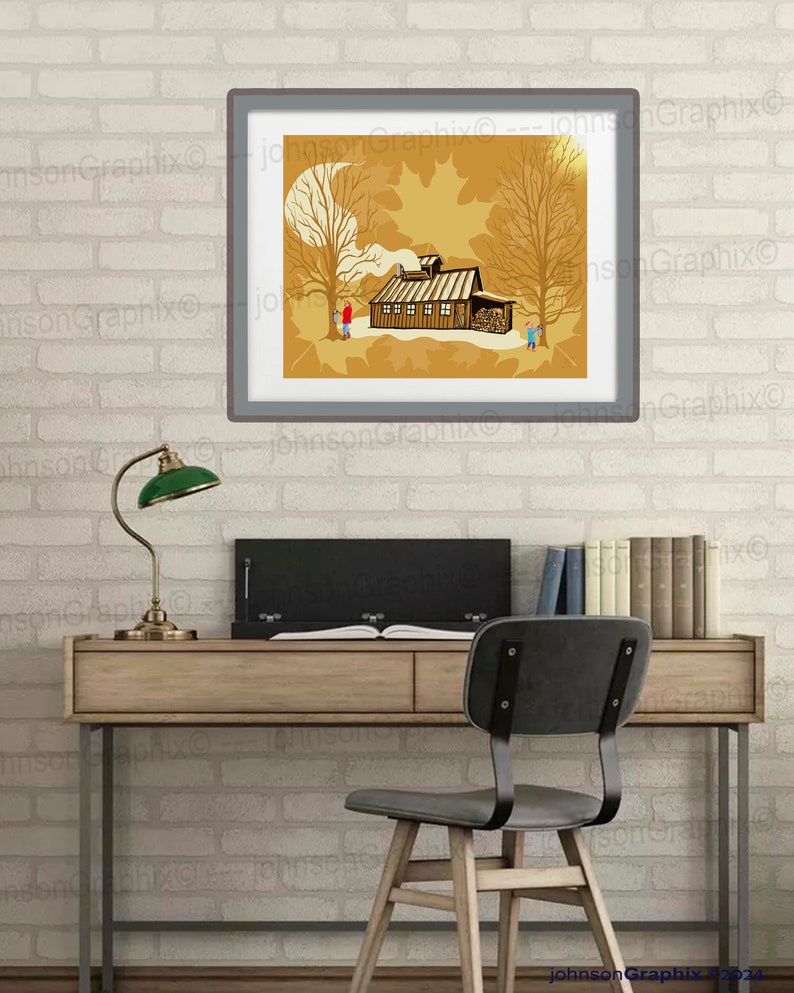 Maple Syrup Harvest Painting Print: Winter Landscape Painting - Etsy