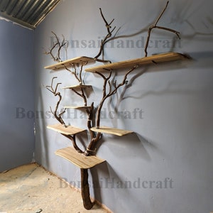 Tree Branches Shelf Solid Wood Bookcase Wall Mount Floating Wood ...