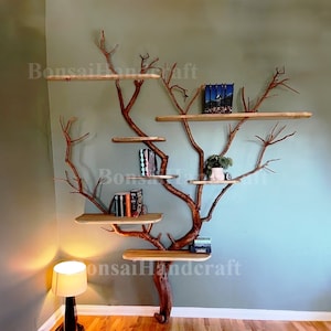 Tree Branch Shelves Live Edge Wall Mount Floating Bookshelf Tree ...