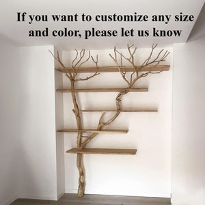 Tree Branches Corner Bookshelf Floating Book Shelf Solid Wood Handmade ...