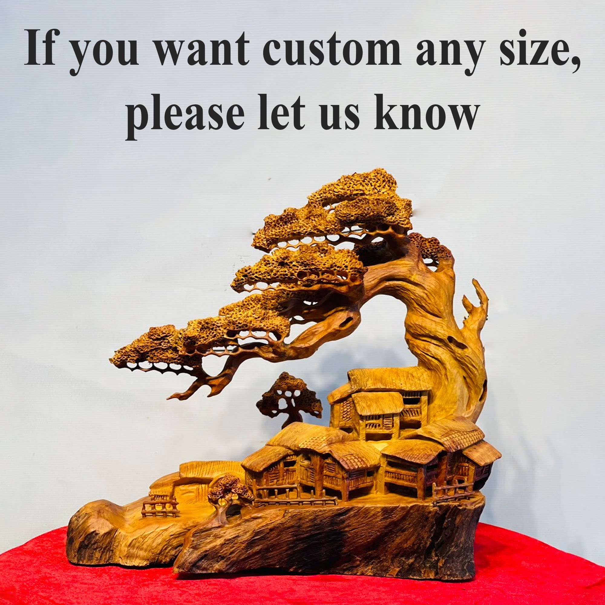 Wood Carving Bonsai Tree Landscaping Art Woodden Scuplture - Etsy