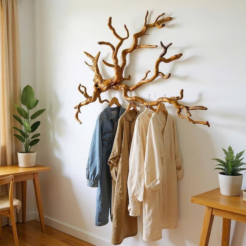 Driftwood Wall Hook Tree Branch Coat Rack Wall Mount Decorative Coat ...