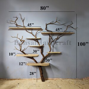 Tree Branches Shelf Solid Wood Bookcase Wall Mount Floating Wood ...