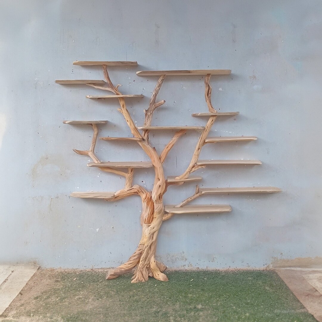 Tree Bookshelf Driftwood Branch Live Edge Shelf Floating Shelves on ...