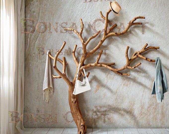 Tree Branch Coat Rack Wall Mount Natural Driftwood Branch Coat Hook ...
