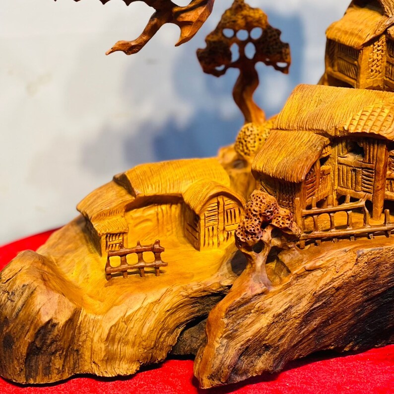 Wood Carving Bonsai Tree Landscaping Art Woodden Scuplture - Etsy
