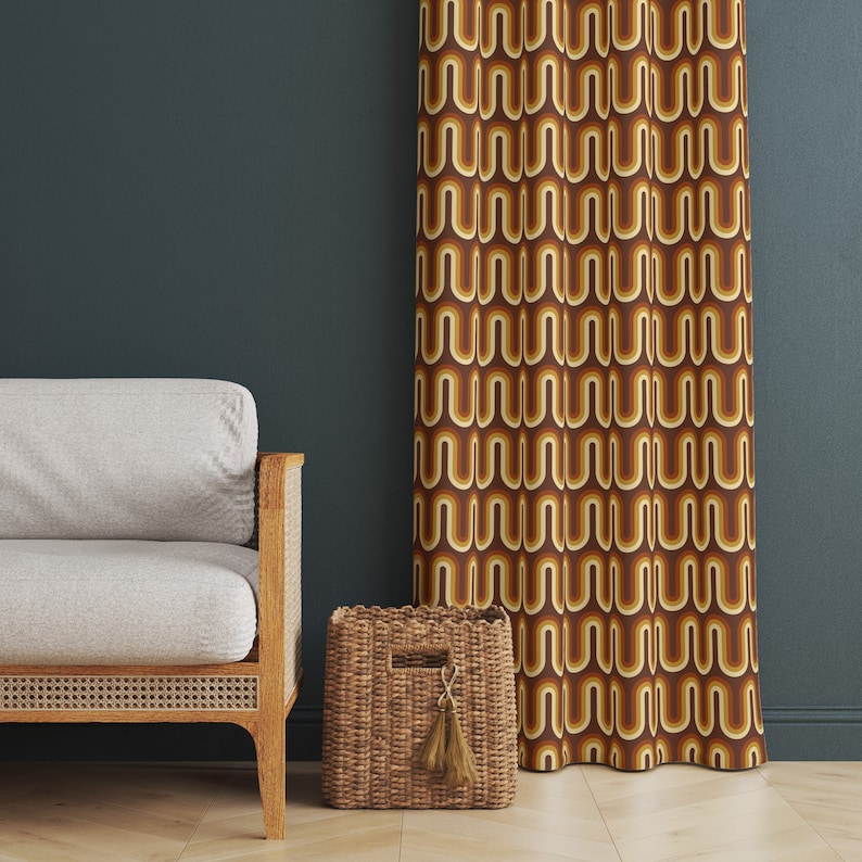 Wavy Retro Curtain - Blackout Window Curtain | Groovy 1960s-1970s ...