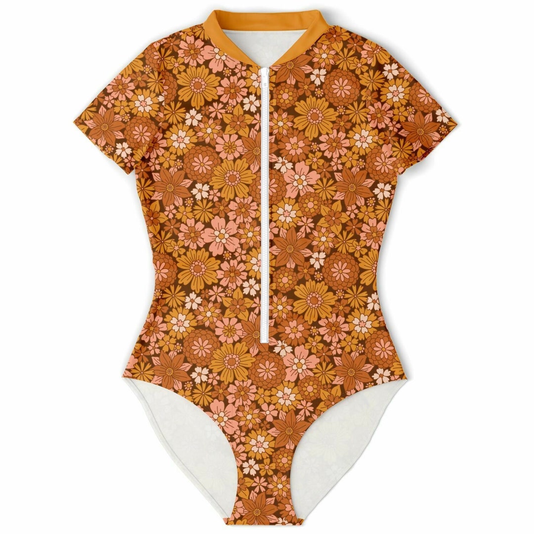 Groovy Garden - Short Sleeves Bodysuit | Retro 70s Hippie Floral One ...