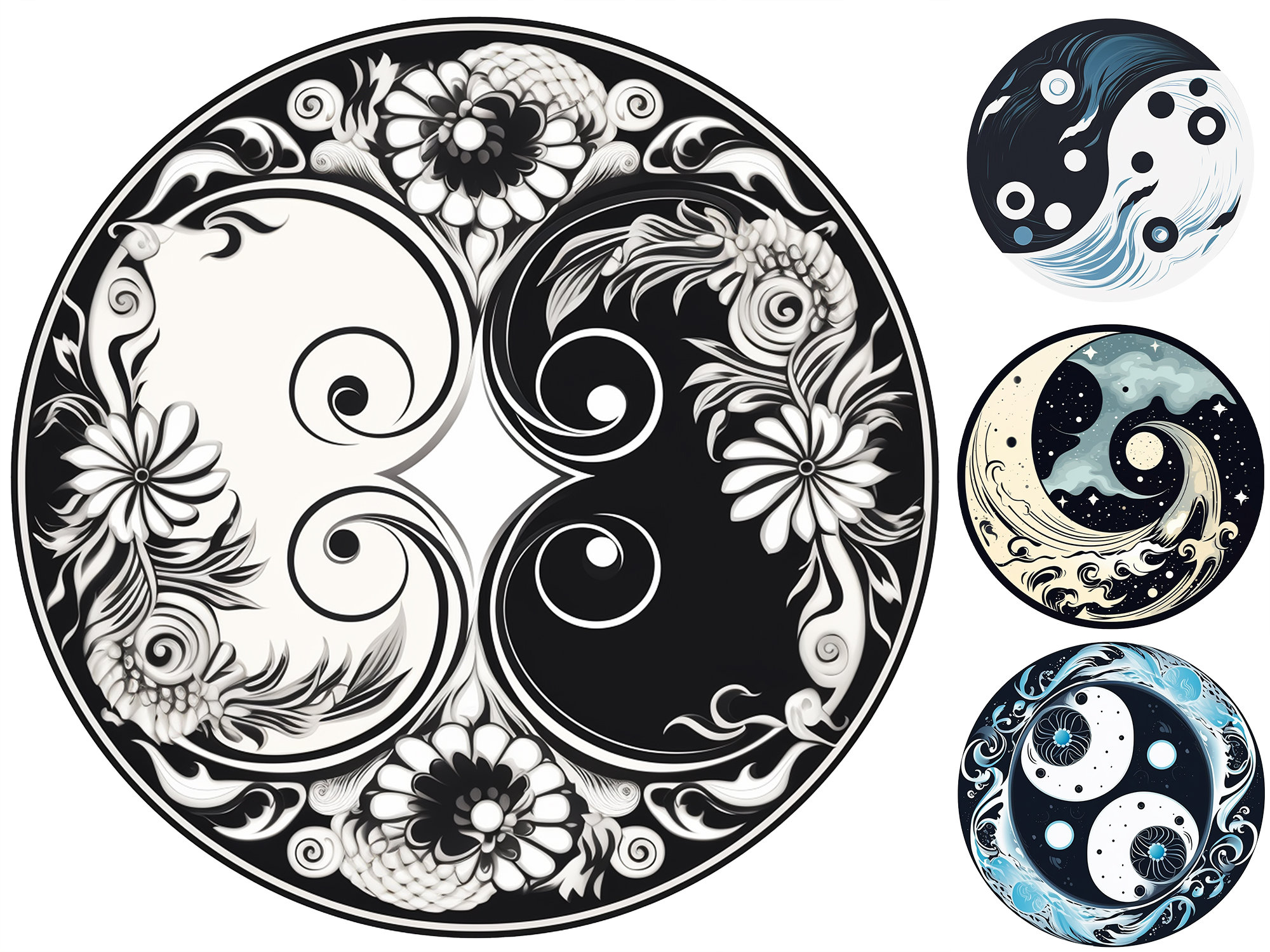 12 Abstract Ying Yang Clip Art, PNG Bundle, Gemini Season, Graphics ...