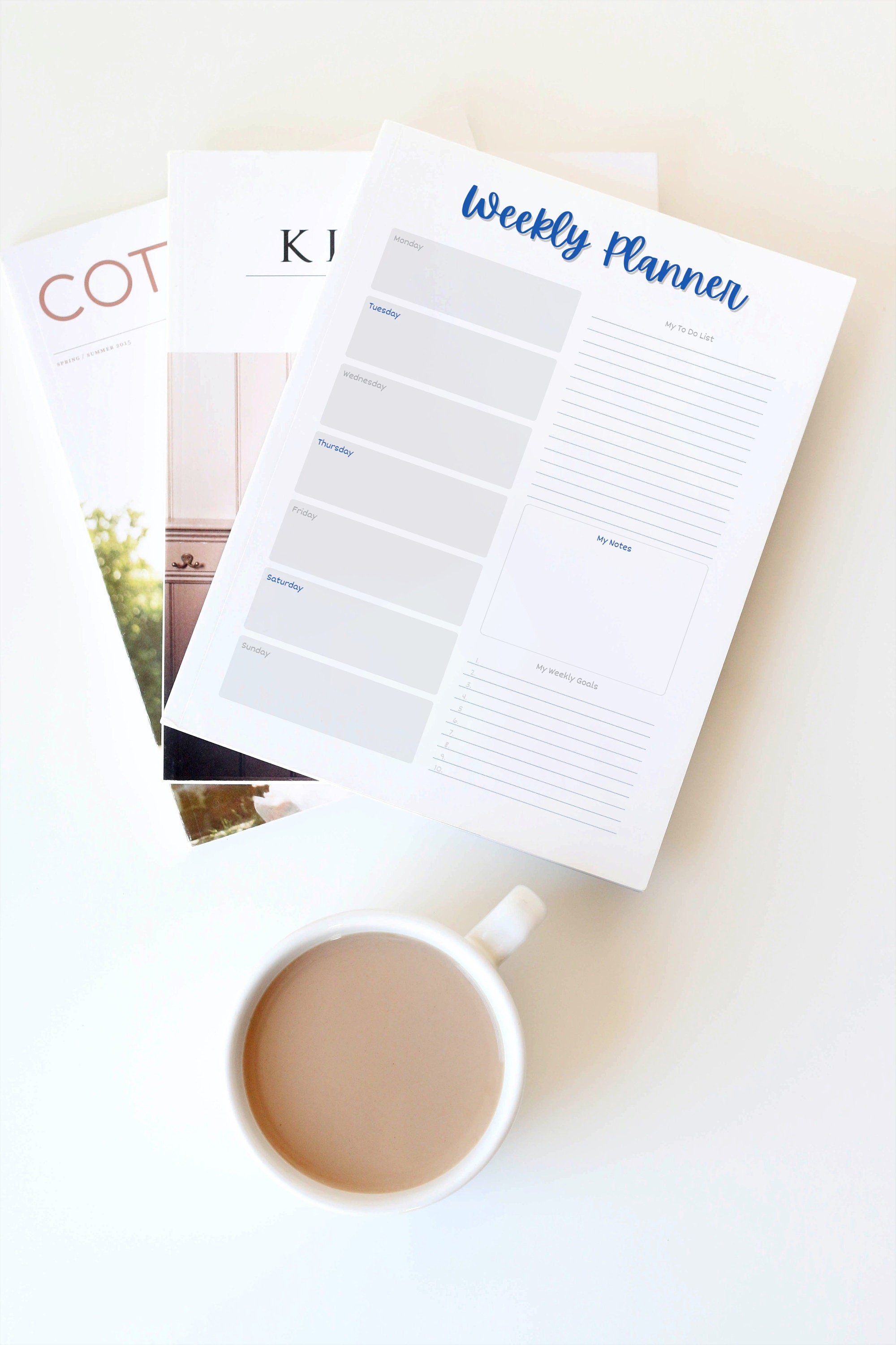 Cobalt Blue Modern Weekly Planner, Simple Weekly Planner Printable ...