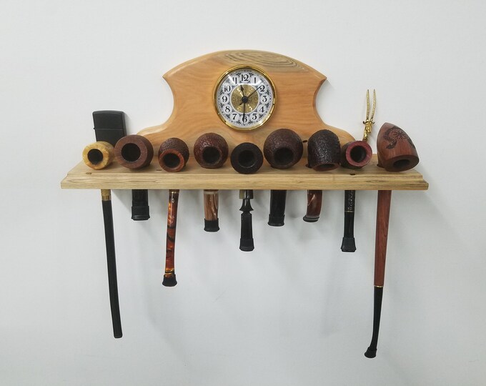 Wall Mount Hanging Tobacco Pipe Rack for 9 Pipes With Clock - Etsy
