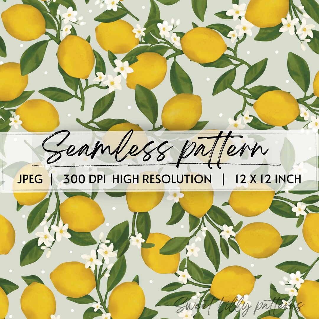 Lemon Fruit Citrus Seamless Pattern|repeat Pattern |digital Seamless ...