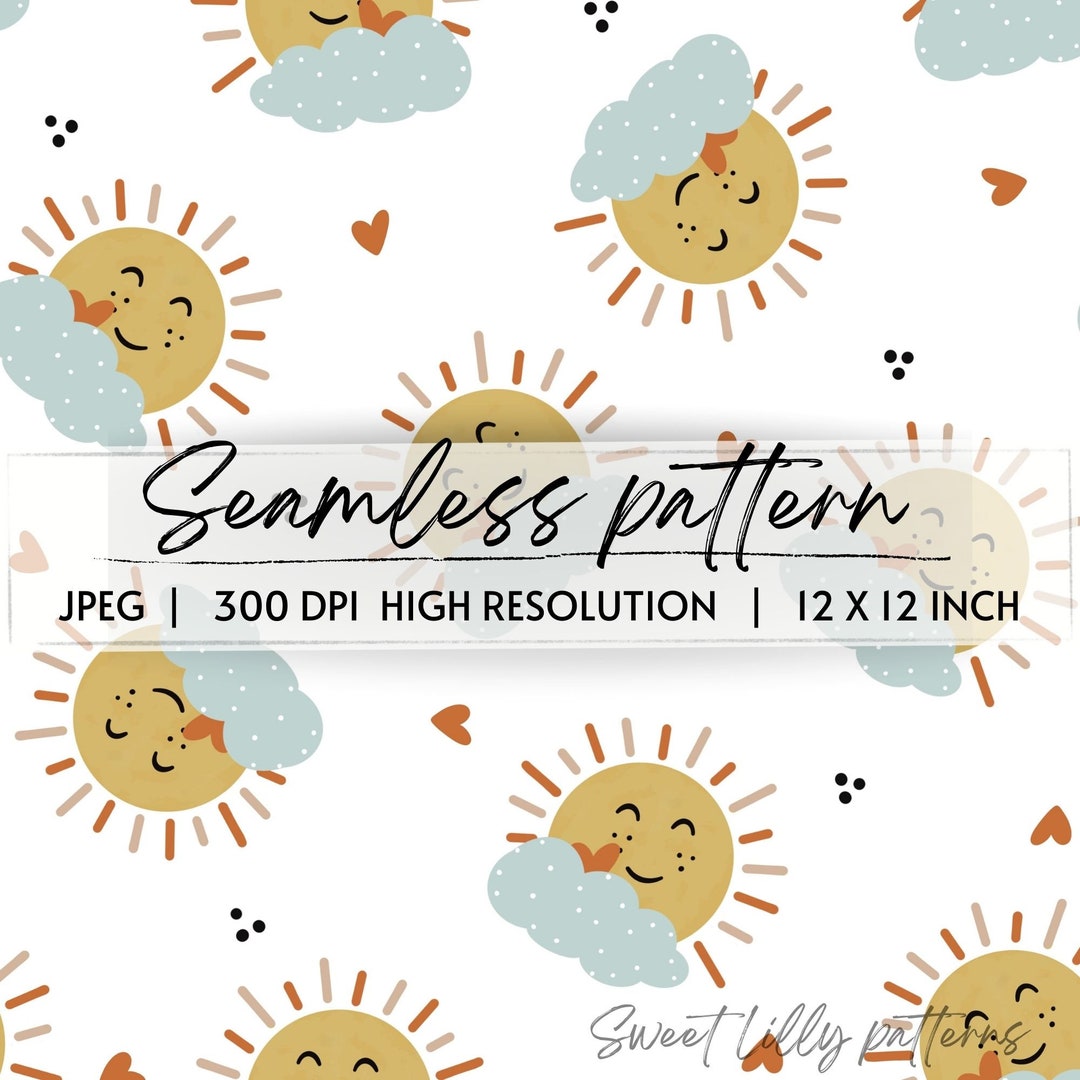 Cute Sun and Cloud Seamless Patternnursery Repeat Pattern digital ...