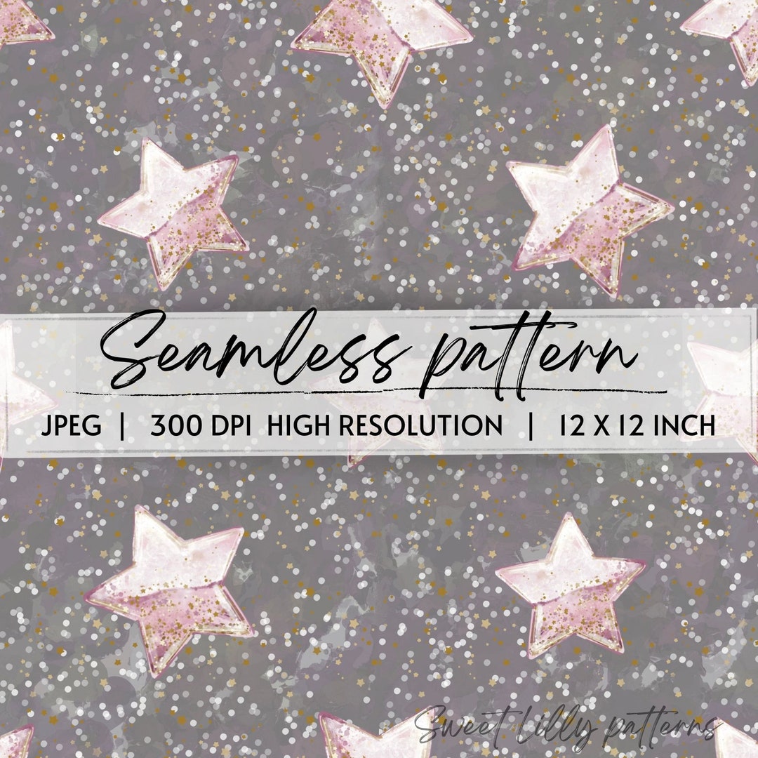 Pink Cute Stars With Grey Background Seamless Patterndreamy Repeat ...