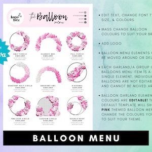 Editable Balloon Menu Template: Balloon Garland Price Guide (digital ...