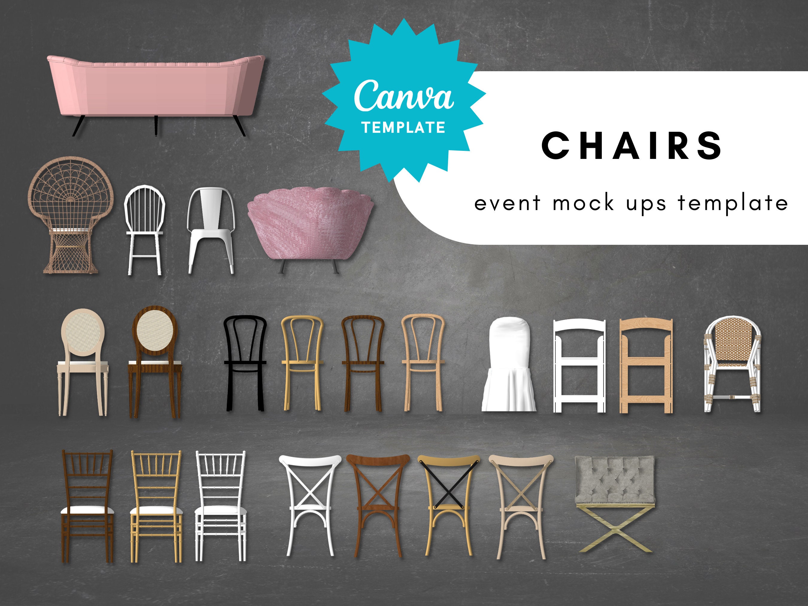 Event Chairs Mockup Bundle: Canva Template (digital Download) - Etsy