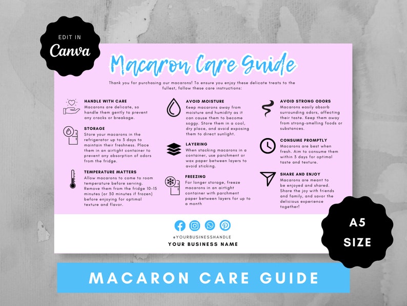 Macaron Menu Template, Colorful Macarons Care Card, Thank You Card ...