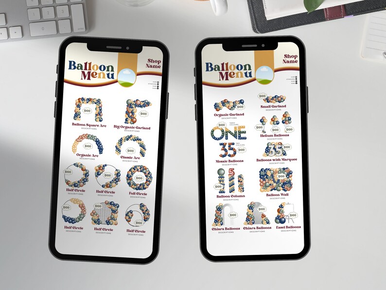 Retro Phone Balloon Menu Template: Editable Canva Design (instant ...