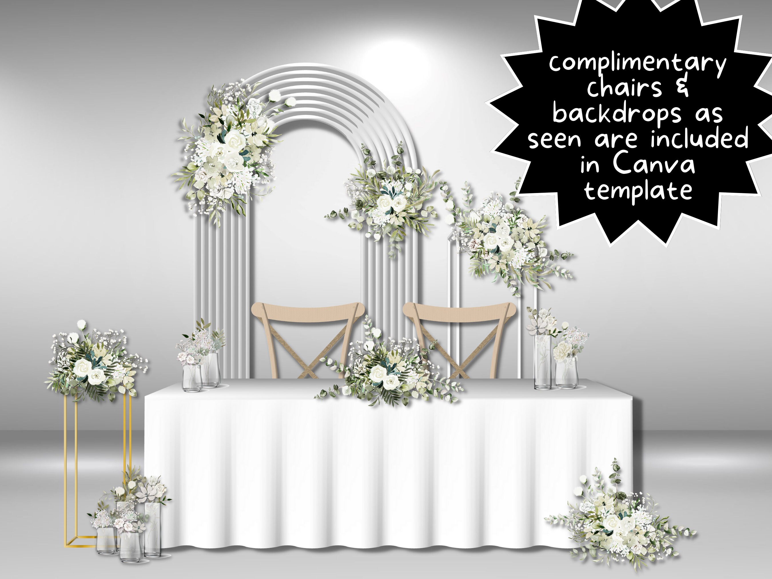 Digital White Flower Bouquet & Posies Bundle Template for Event Styling ...