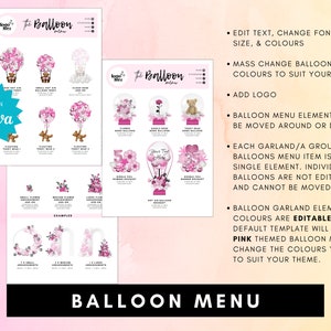 Balloon Menu Template for Balloon Business With Editable Colour ...