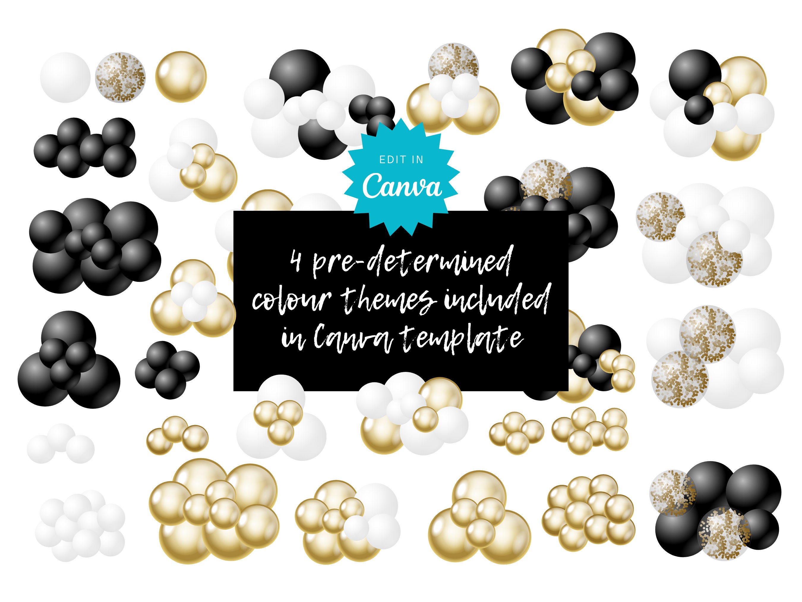 Balloon Clusters SVG Bundle Template Digital Editable - Etsy Canada