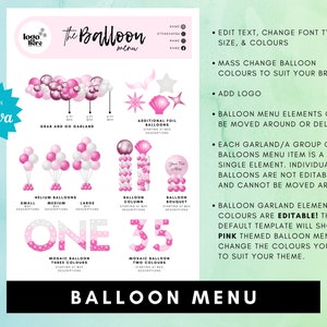 Editable Balloon Menu Template: Balloon Garland Price Guide (digital ...