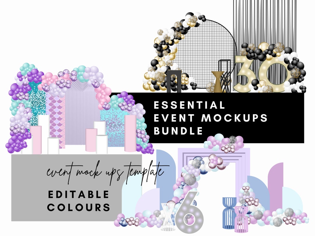 Event Mockups Bundle Template - Digital Editable Colors for Decor ...