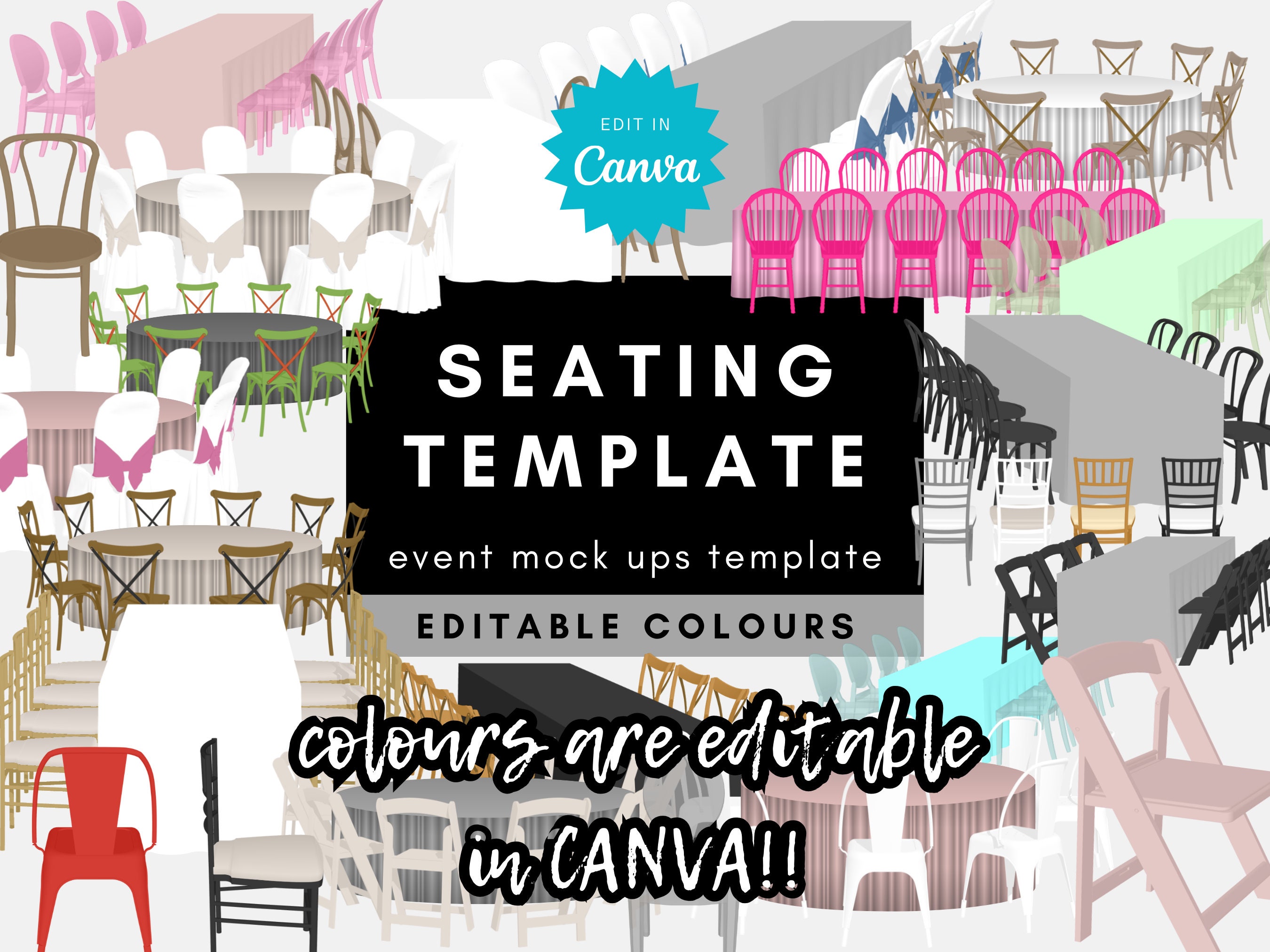 Event Seating Chart Template: Editable Colors for Canva (digital) - Etsy