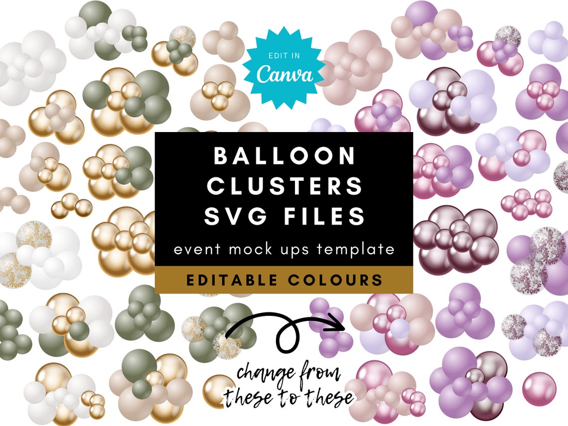 Balloon Clusters SVG Bundle Template Digital Editable - Etsy Canada