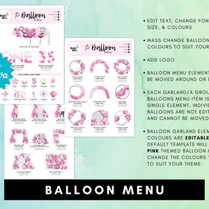Balloon Menu Template for Balloon Business With Editable Colour ...