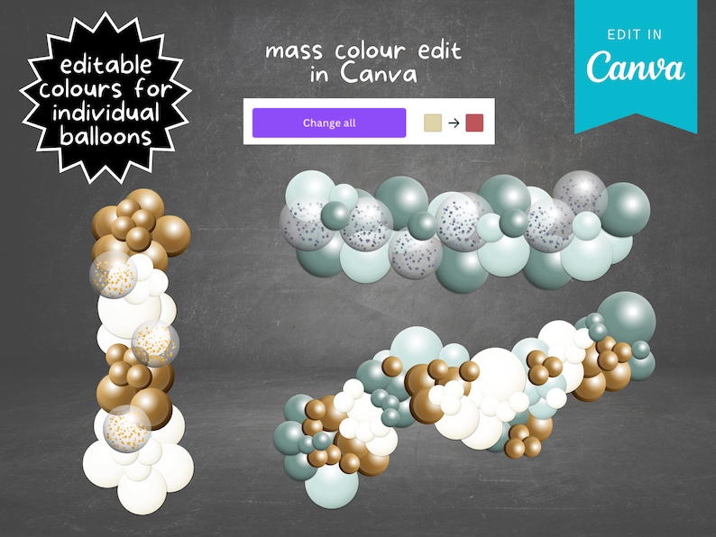 Editable Balloon Garland Template: Event Decor Mockup (digital Download ...
