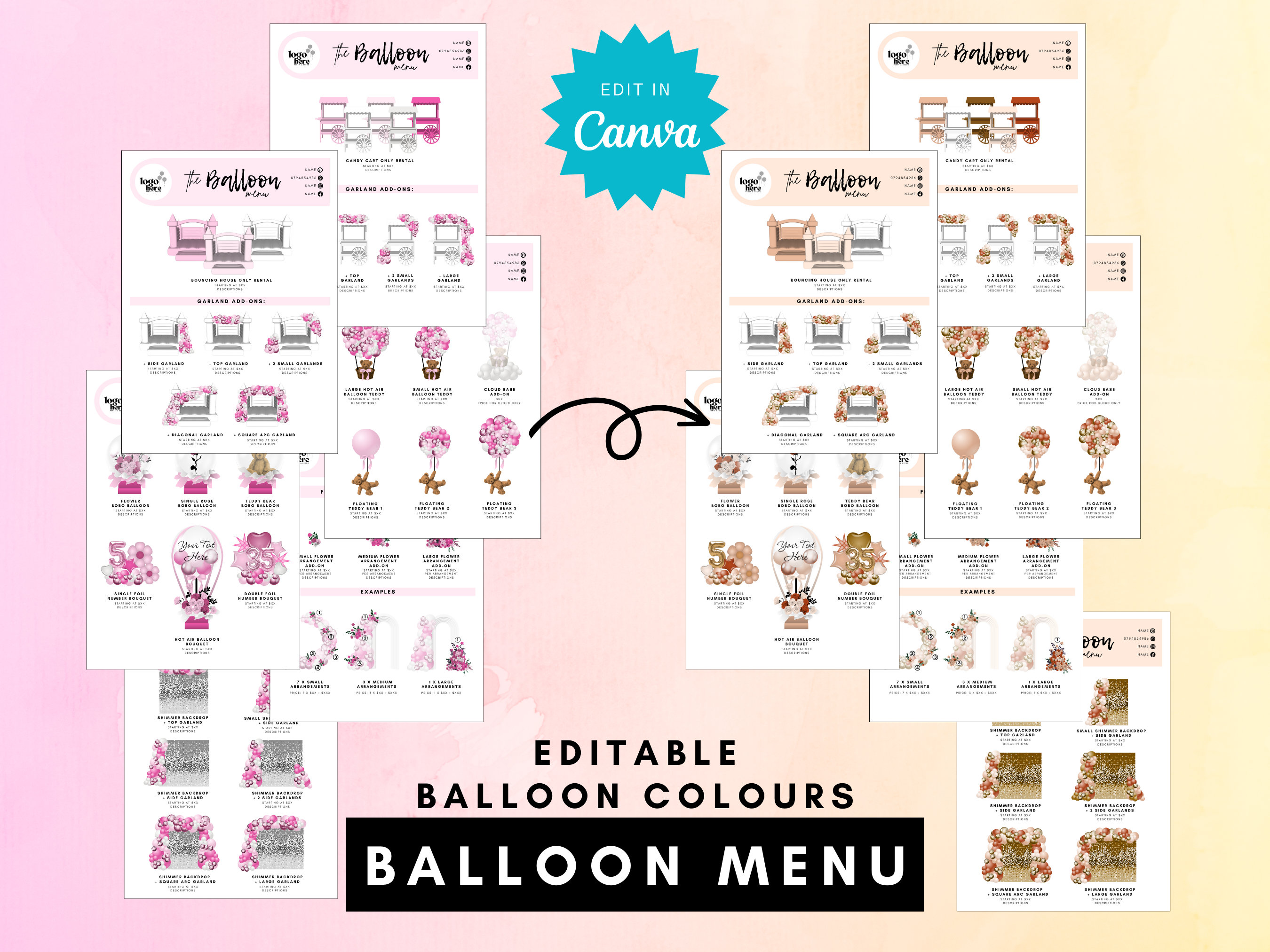 Balloon Menu Template for Balloon Business With Editable Colour ...