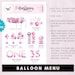 Pink Balloon Menu Template: Editable Pricing Guide (canva) - Etsy
