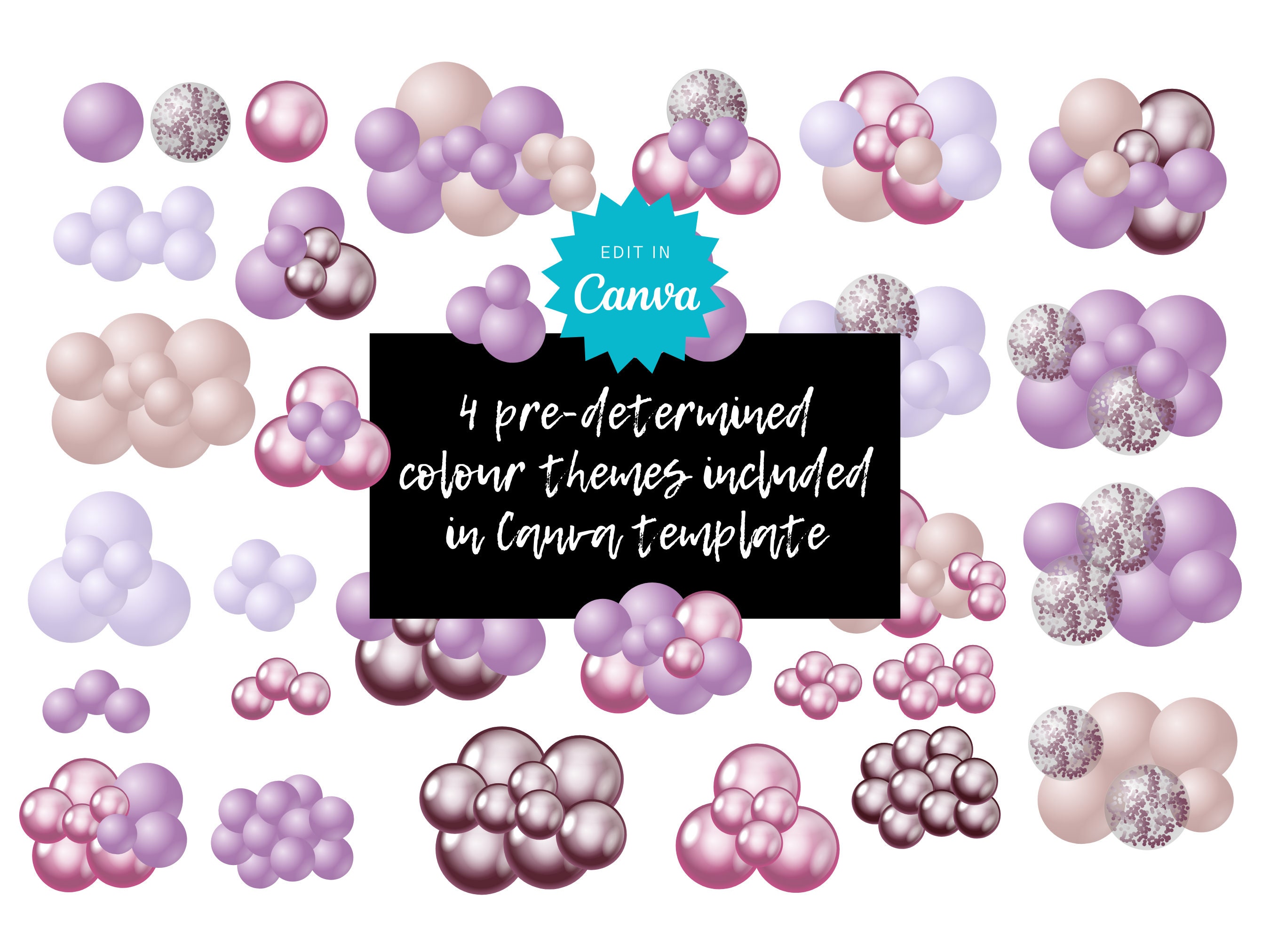 Balloon Clusters SVG Bundle Template Digital Editable - Etsy Canada
