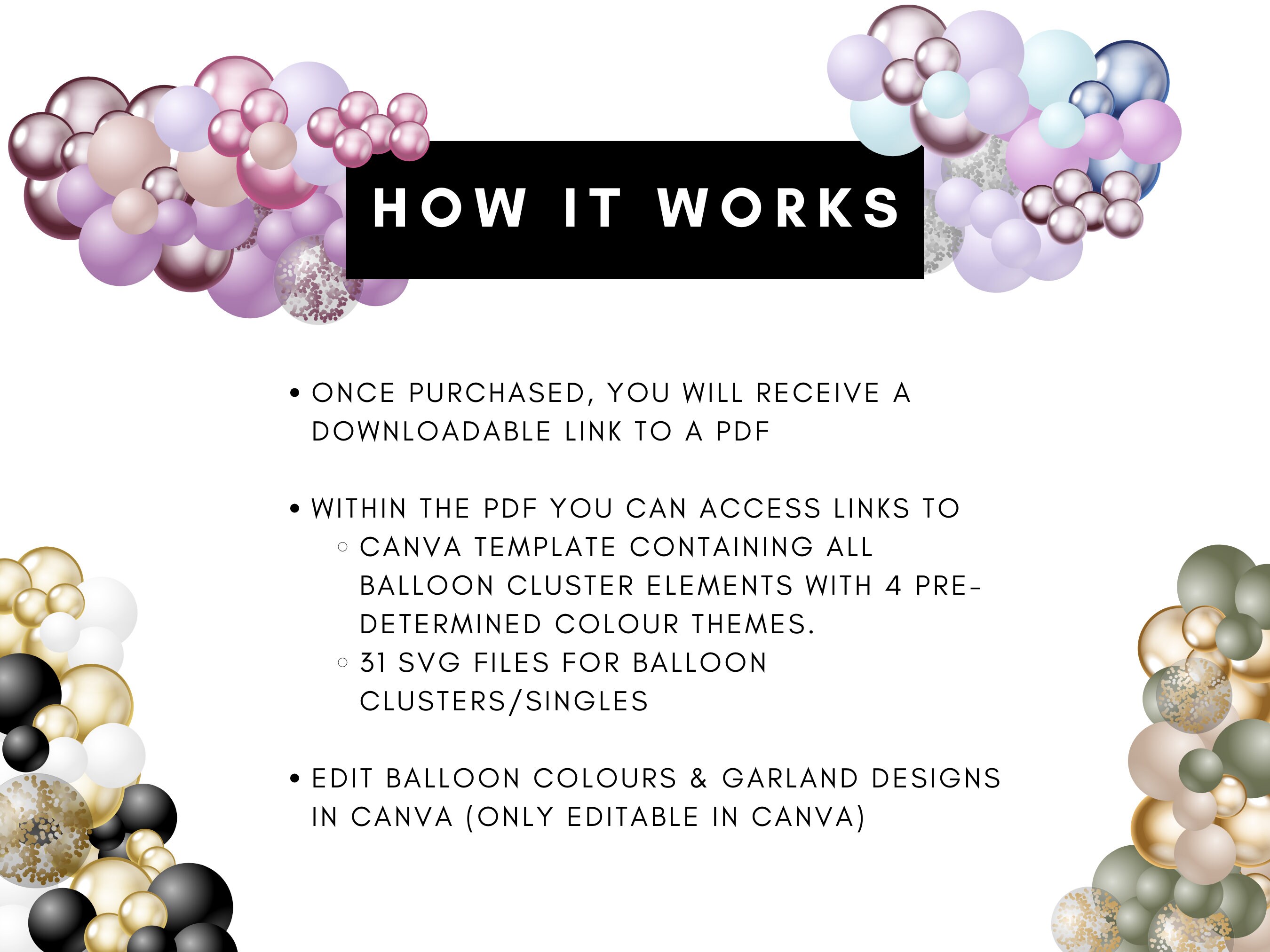 Balloon Clusters SVG Bundle Template Digital Editable - Etsy Canada