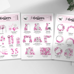 Pink Balloon Menu Template: Editable Pricing Guide (canva) - Etsy