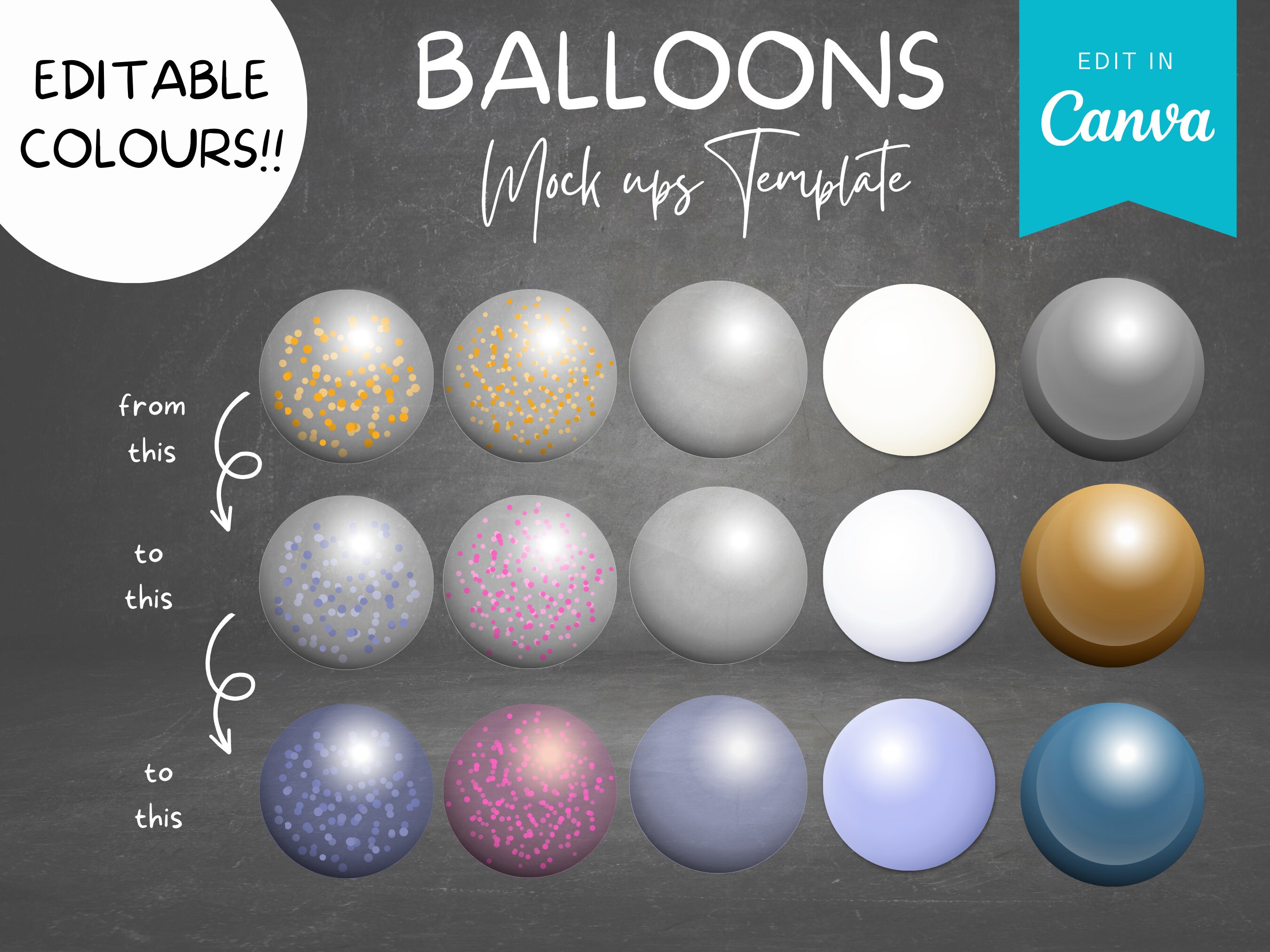 Digital Editable Balloon Garland Bundle Template for Decor - Etsy Australia