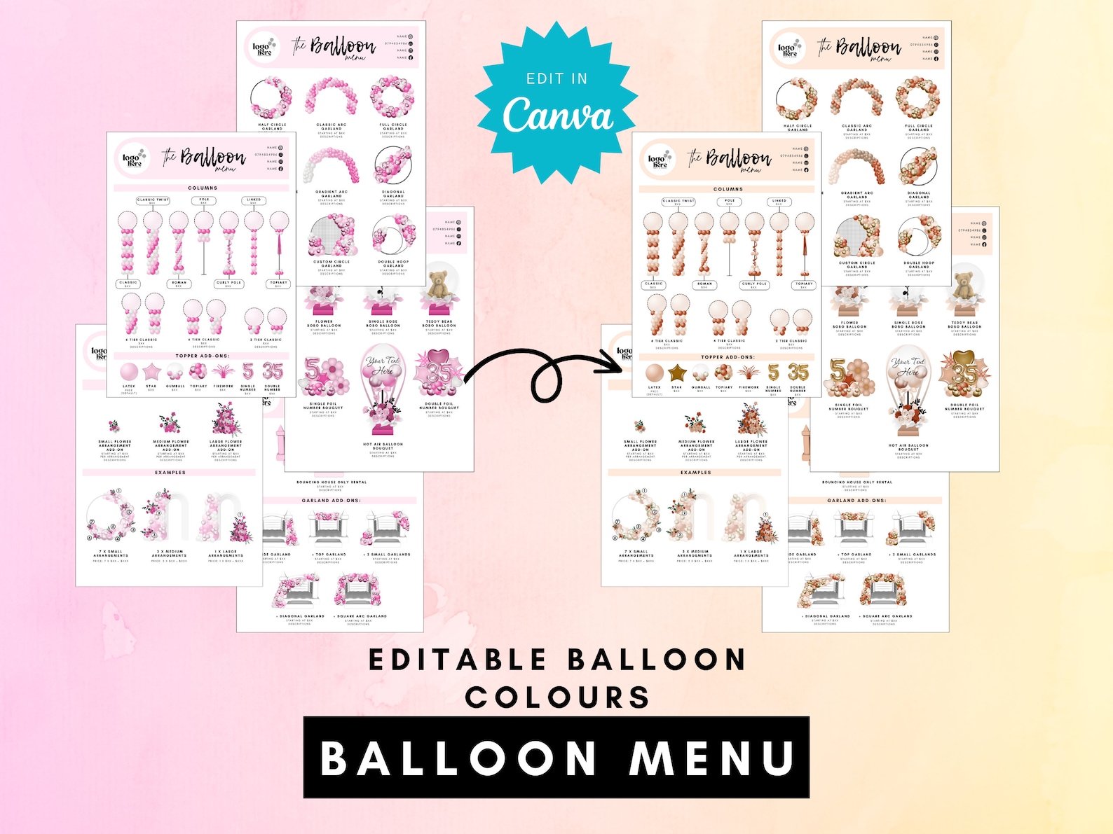 Balloon Menu Template for Balloon Business With Editable Colour ...