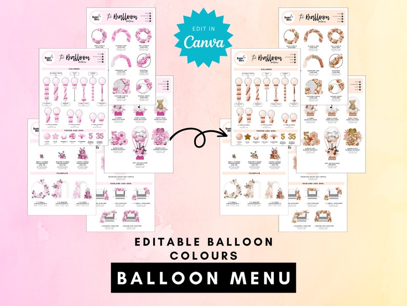 Balloon Menu Template for Balloon Business With Editable Colour ...
