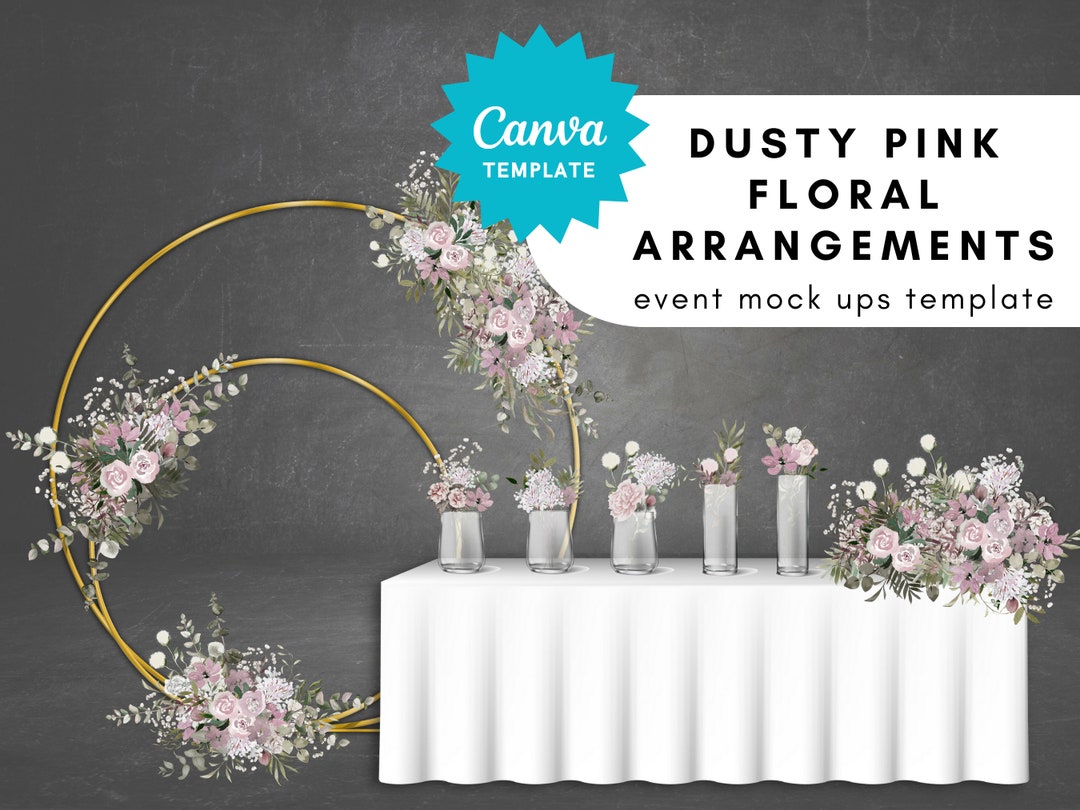 Dusty Pink Floral Arrangement Mockups: Canva Template (digital Download ...