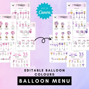 Balloon Menu Template for Balloon Business With Editable Colour ...
