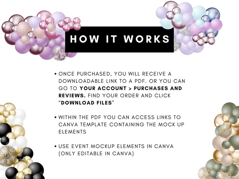 Event Decor Mockup Template: Balloon Arch & Garland (CANVA) - Etsy ...