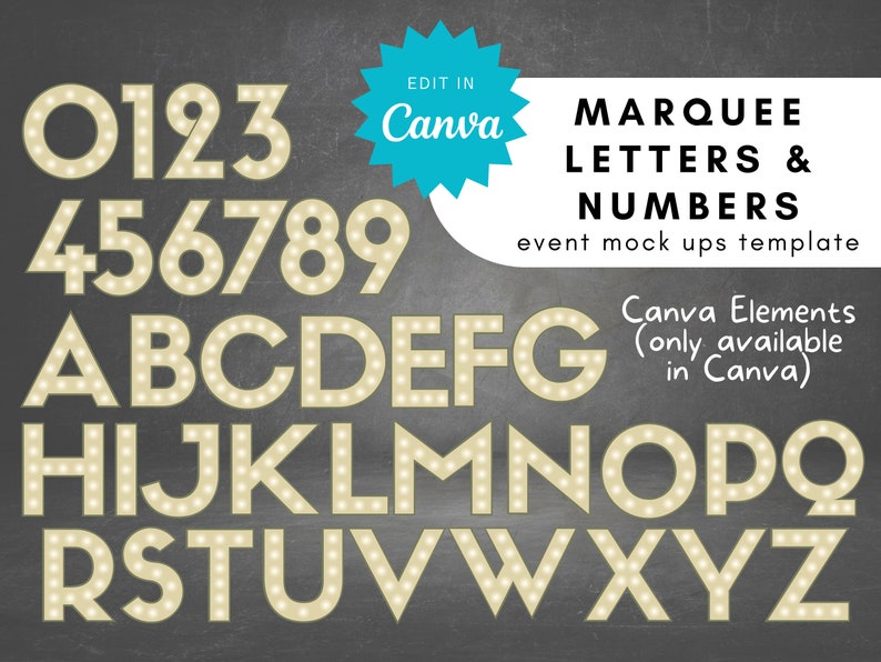 Editable Marquee Letters & Numbers Template: Event Decor Mockup ...