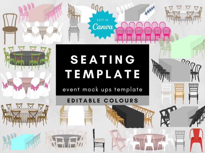 Dining Table and Chairs Mock Ups Template, Table Seating Chart Chair ...