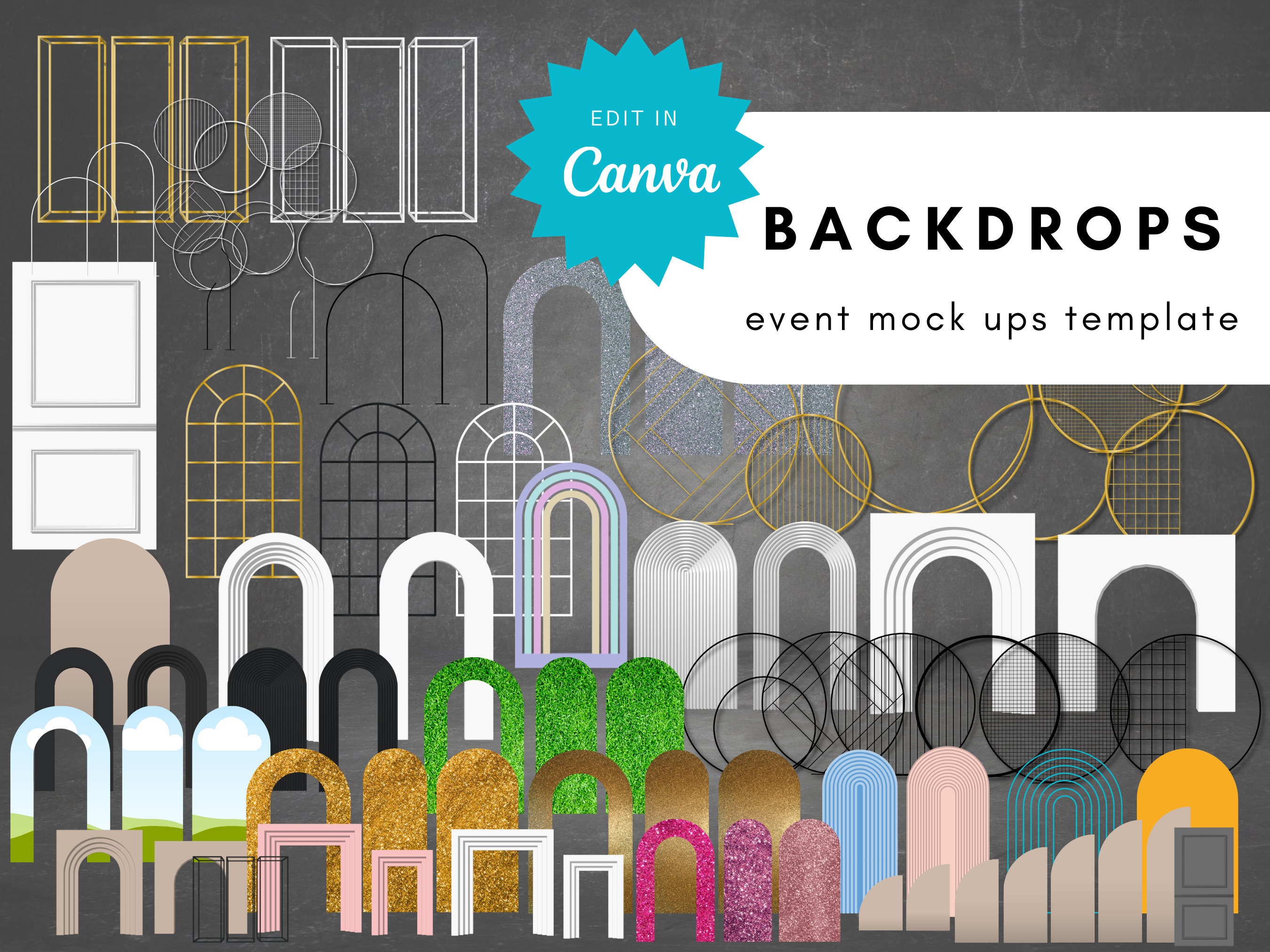 Event Backdrop Mockup Template: Wedding Decor, Moodboard (canva) - Etsy